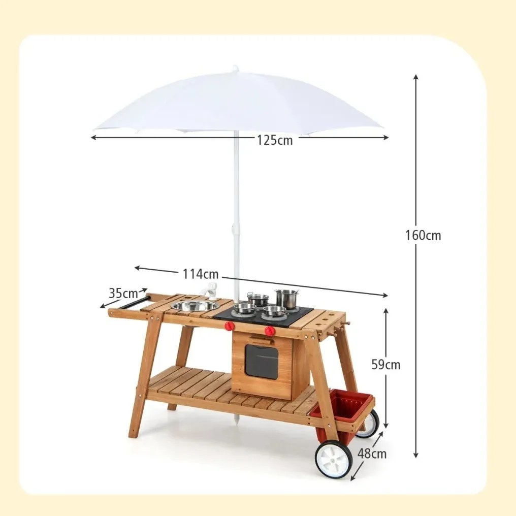 Dětská venkovní kuchyňka se slunečníkem TP10105WH