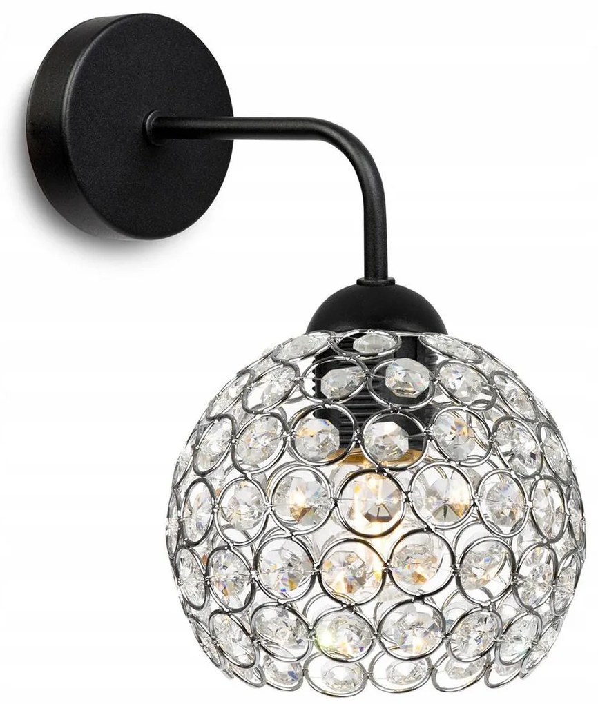 Nástěnné svítidlo Crystal, 1x stříbrné křišťálové stínítko