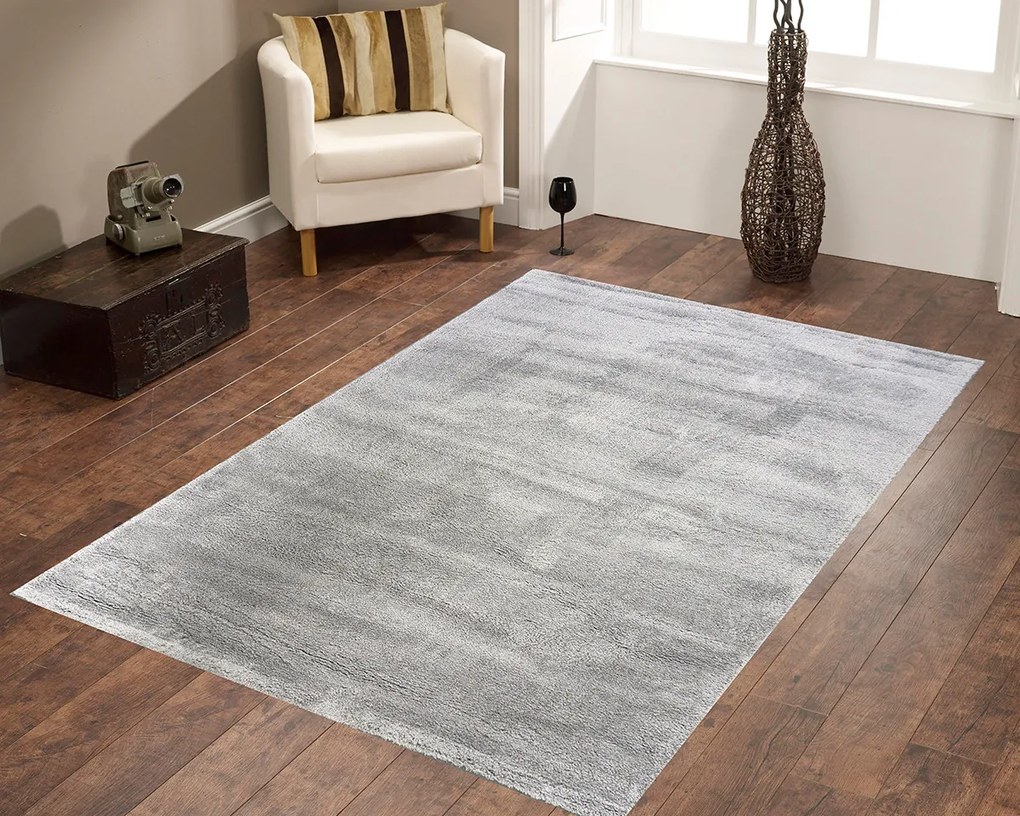 BE Koberec Microsofty 8301 LIGHT GREY - šedý obdélníkový Rozměr: 120x180 cm