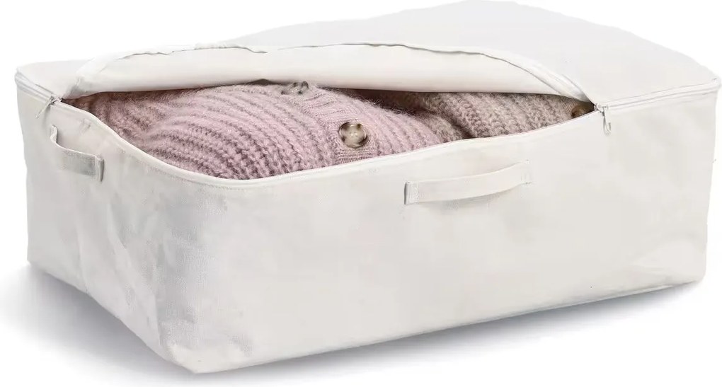 Zeller Present Úložný textilní box se zipem na uložení textilu CREAM, 60 × 39 × 18 cm