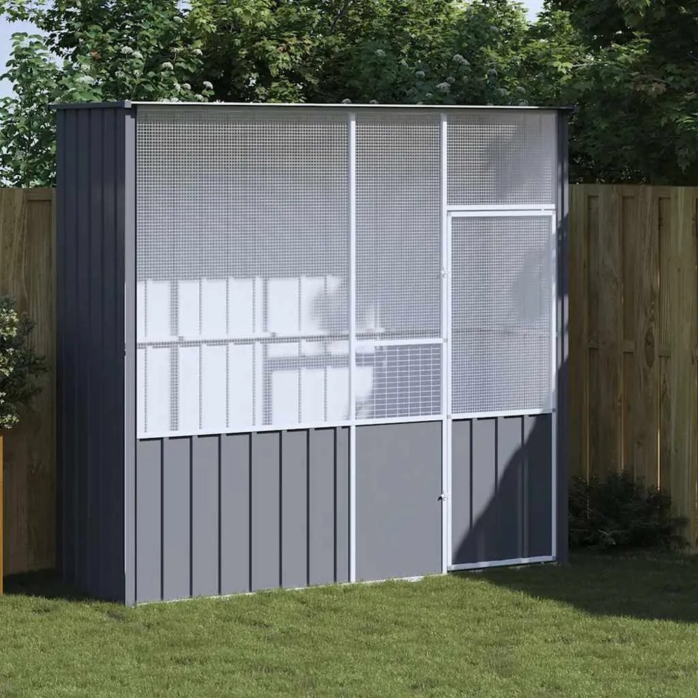 vidaXL Ptačí klec 215 x 78 x 200 cm pozinkovaná ocel [172345] Barva: Šedá