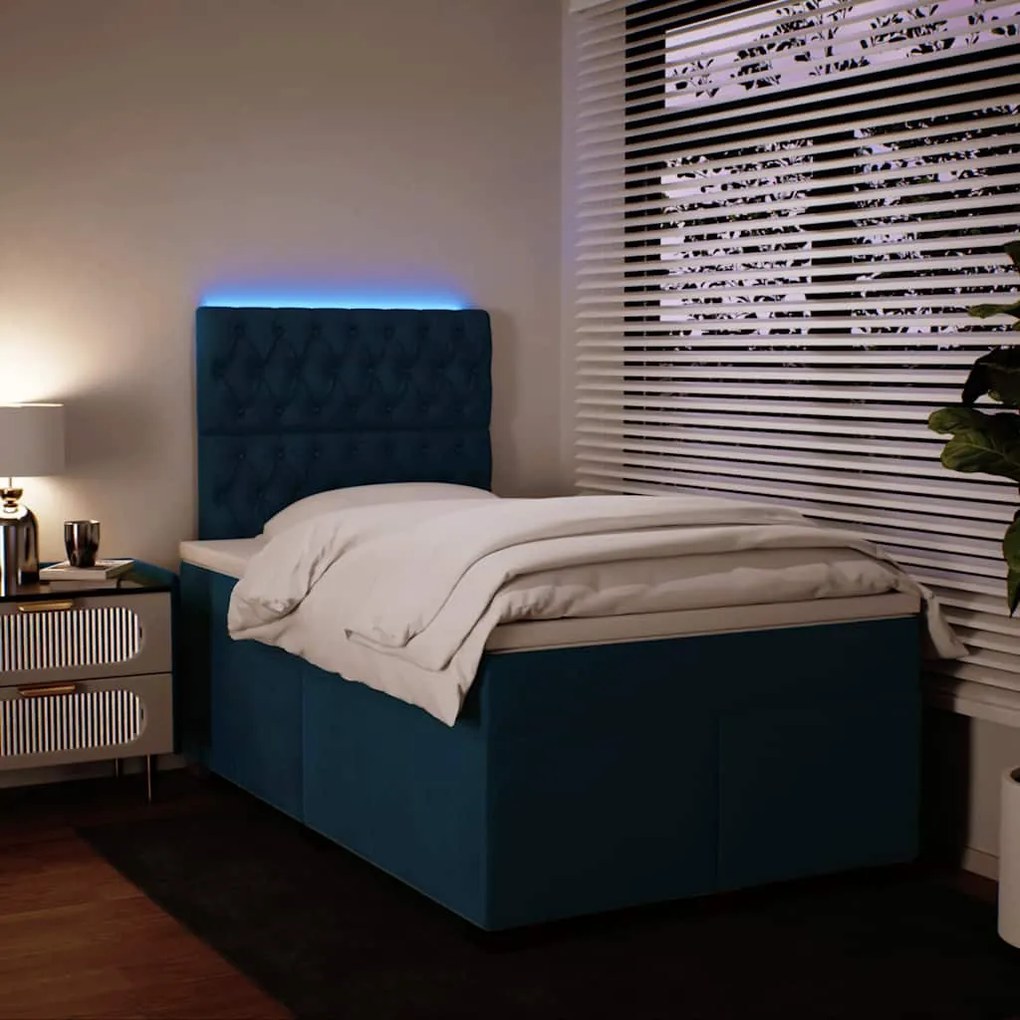 Box spring postel s matrací modrá 120 x 200 cm samet 3293192