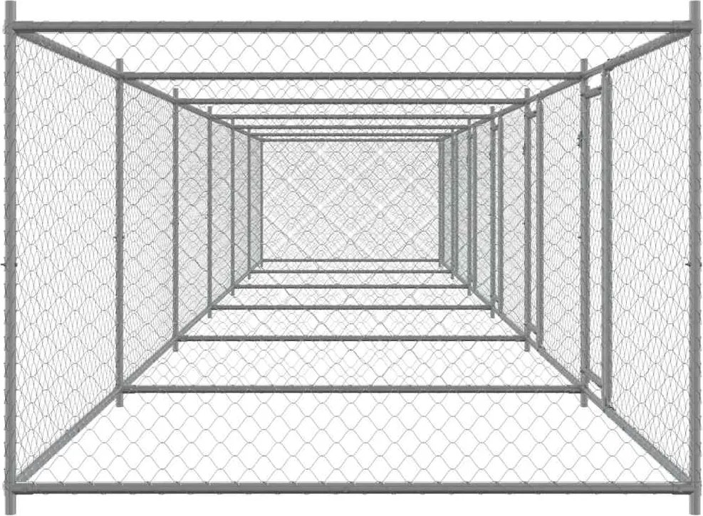 Klec pro psy s dvířky šedá 12 x 2 x 1,5 m pozinkovaná ocel 3209577