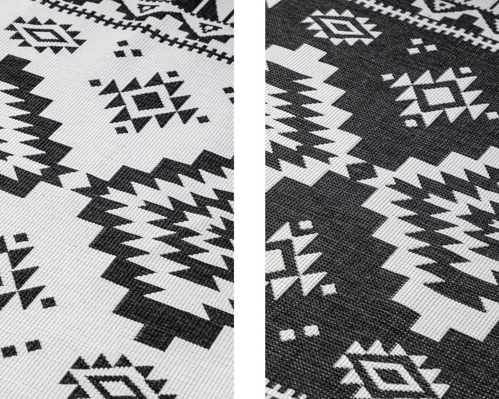ELLE Decoration, Kusový koberec Gemini 106019 Black z kolekce Elle – na ven i na doma, 80x150, černobílá, chodba / předsíň