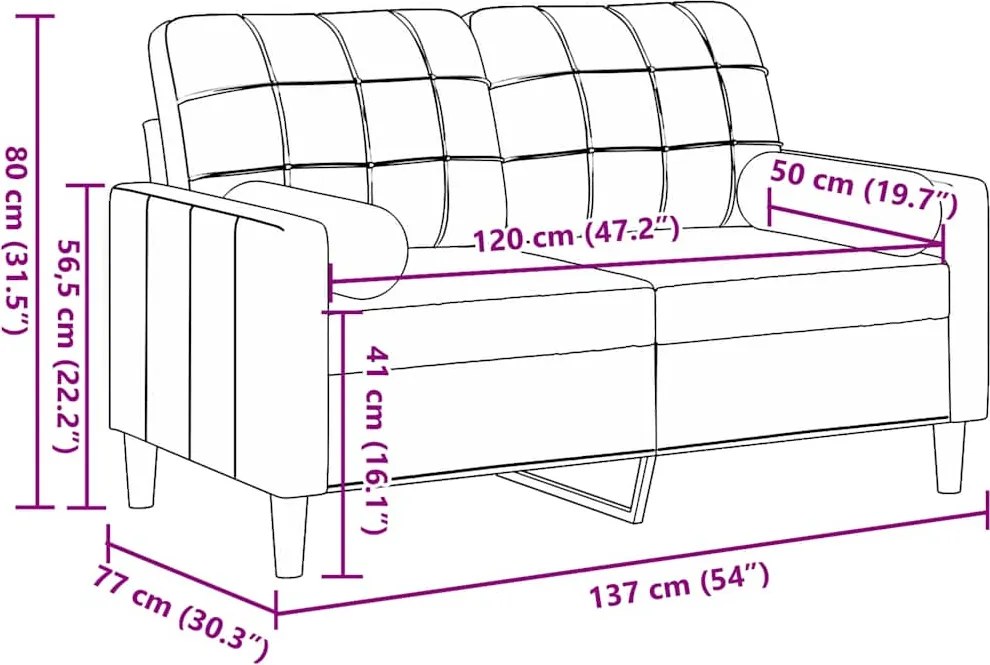 2místná pohovka s polštáři hnědá 120 cm samet 3278216