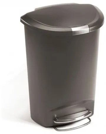 Půlkulatý pedálový koš 50 l, šedý plast