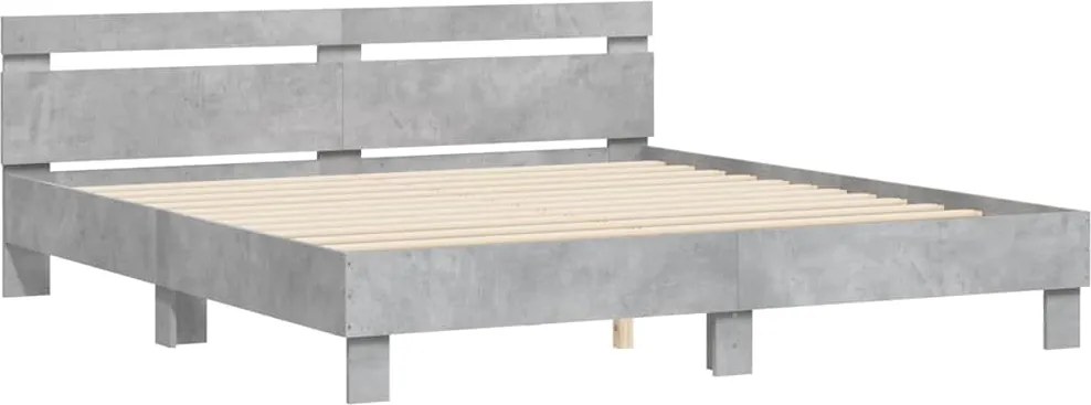 Rám postele s čelem betonově šedý 180 x 200 cm kompozitní dřevo 3207402
