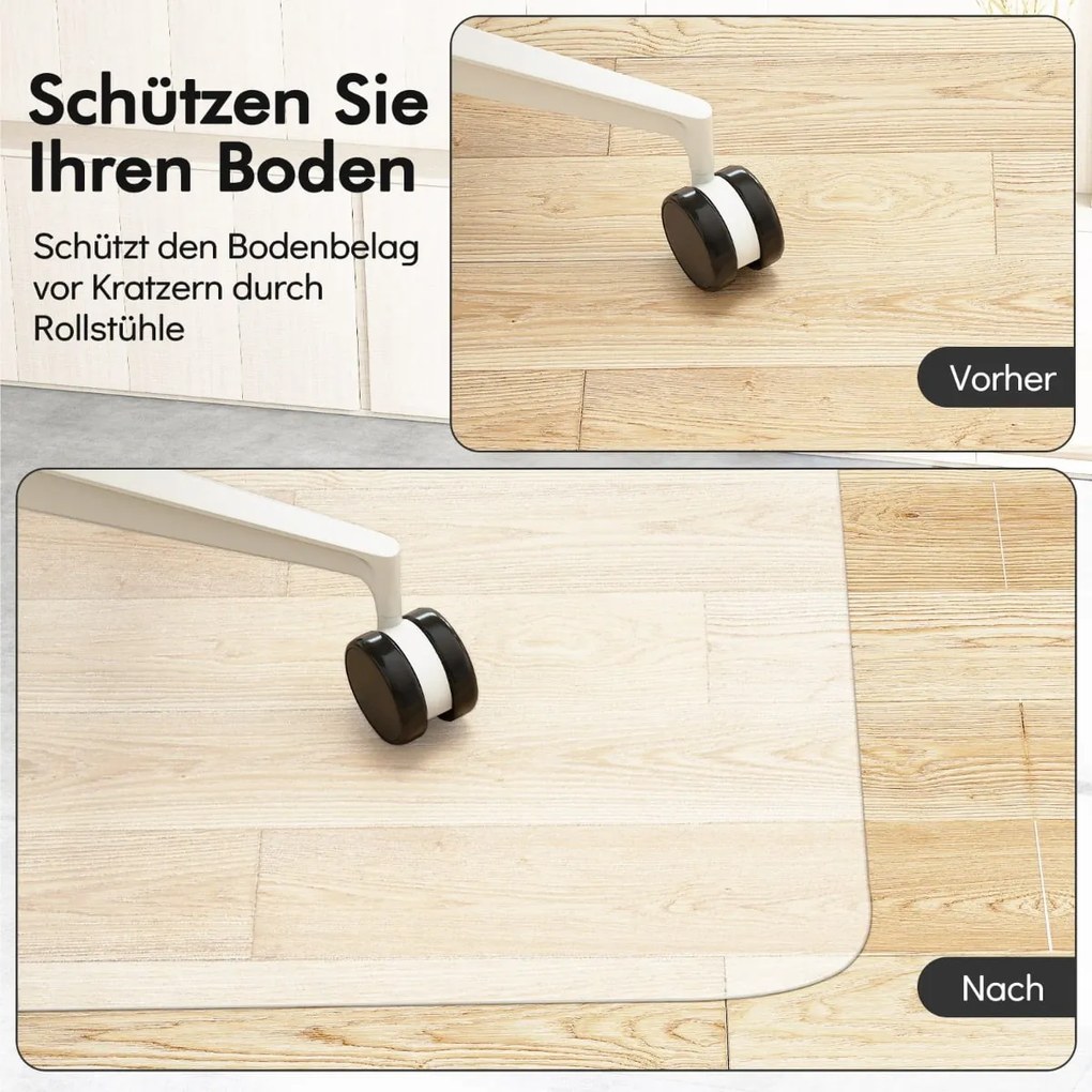 Costway Podložka pod kancelářskou židli Transparentní PVC rohož – 180 × 160 cm