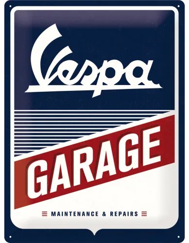 Postershop Plechová cedule: Vespa Garage - 40x30 cm