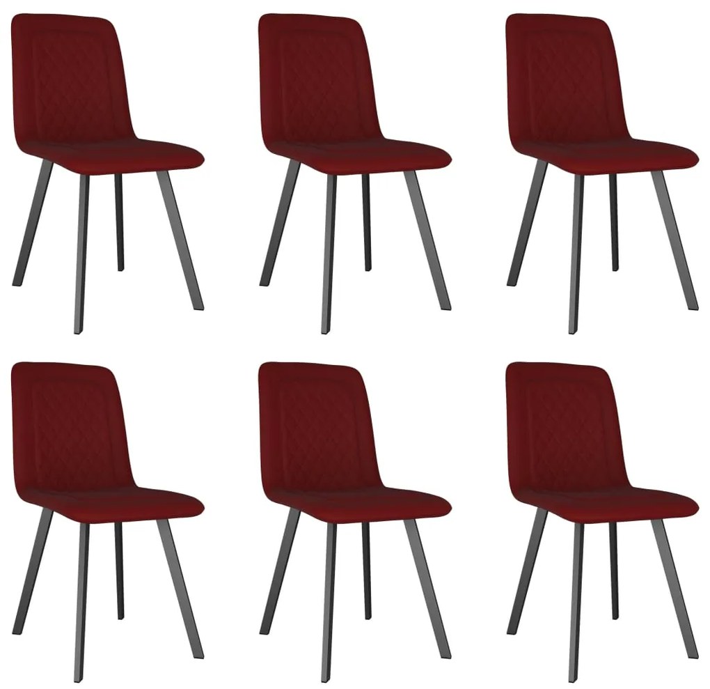 279444 vidaXL Jídelní židle 6 ks červené samet