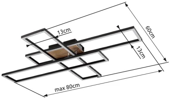 Globo 67208-40 - LED Stropní svítidlo DAKARI LED/40W/230V 3000K 60x80 cm černá