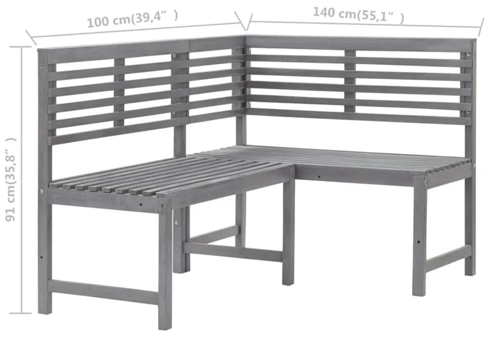 Zahradní rohová lavice šedá 140 cm masivní akáciové dřevo,  312423