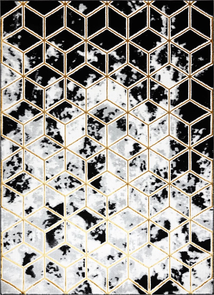 Dywany Łuszczów, Kusový koberec Allure 1966 black/gold, 120x170, žlutá, kancelář