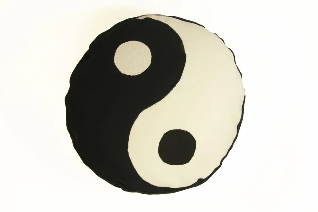 S radostí - vlastní výroba Meditační polštář jin jang - krémový Velikost: ∅30 x v12 cm