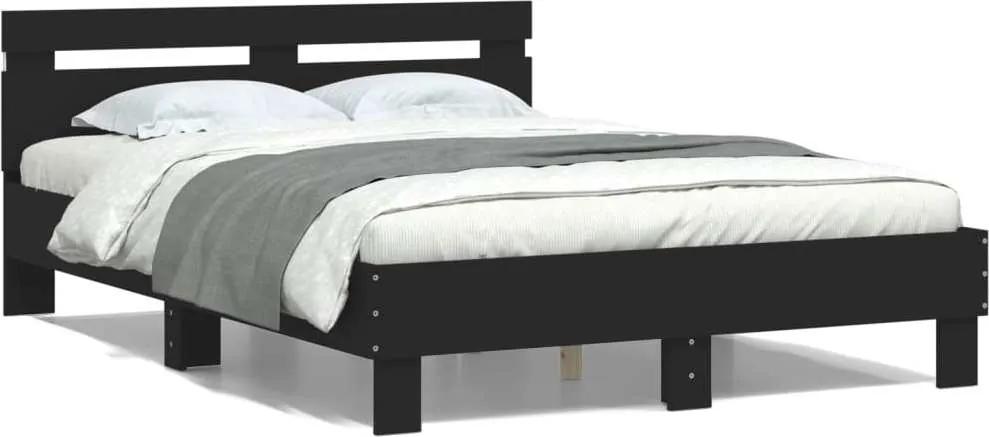 vidaXL Rám postele s čelem a LED osvětlením 135 x 190 cm [3207568] Barva: Černá