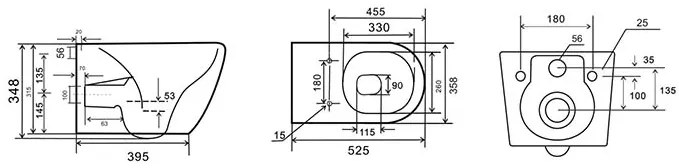 Závěsný WC komplet bez příruby UpTrend Milagro TR2210, včetně sedátka