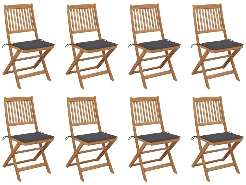 Skládací venkovní židle s poduškami 8 ks masivní akáciové dřevo,  3075113