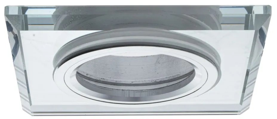 Podhledové svítidlo Glass Square, 1x skleněné/stříbrné kovové stínítko, s