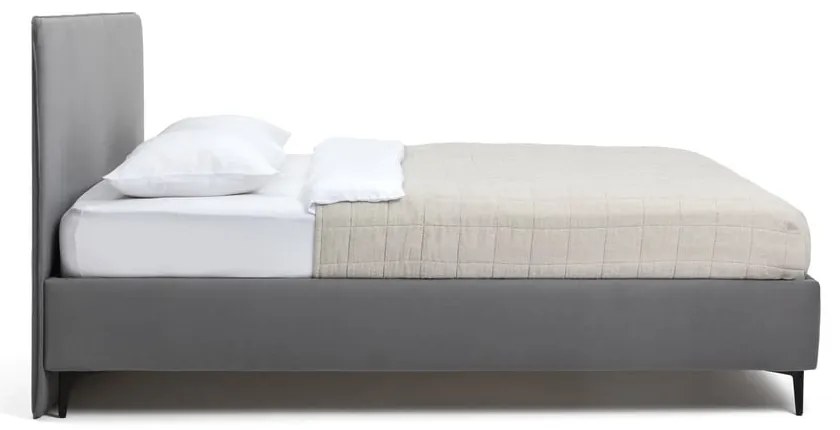 Šedá čalouněná dvoulůžková postel s matrací/s roštem 180x200 cm Noira Slim – Bonami Selection