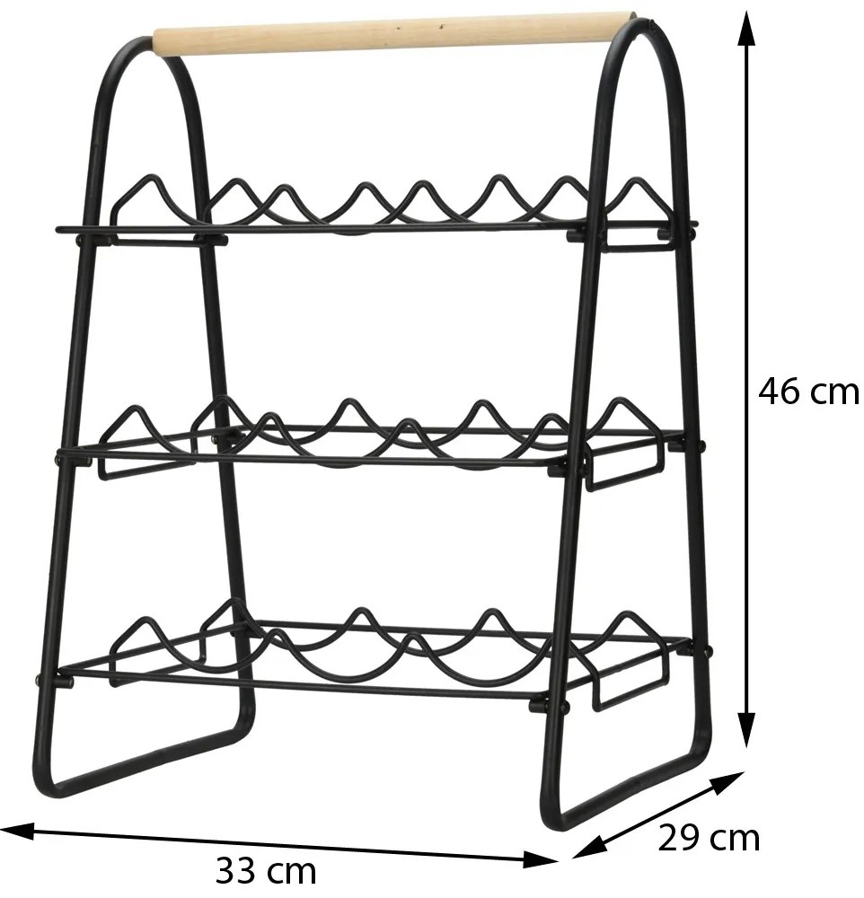 STOJAN NA VÍNO VIOLA 46X29X33 CM ČERNÁ/HNĚDÁ