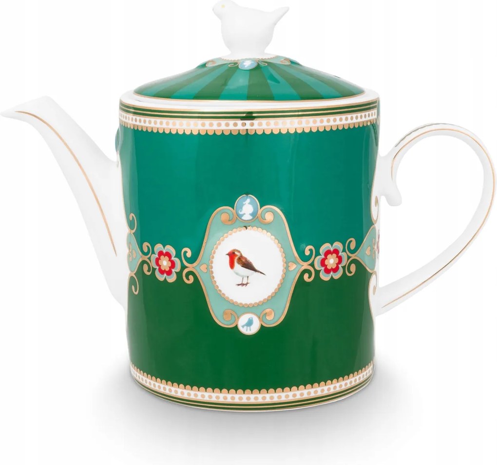 Čajová konvice Love Birds Medallion Emerald-Green PiP Studio, 1300 ml