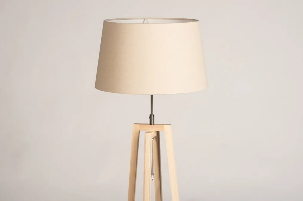 Stojací designová lampa Paola Beige and Natur Wood