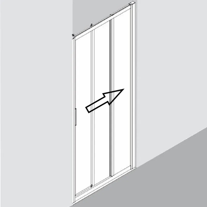 Třídílné, posuvné dveře Plano Davos Plus Pravé stříbrné/sklo 100 x 200 cm