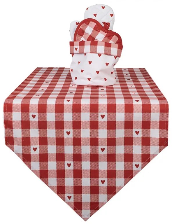 Červeno-bílý bavlněný košík na pečivo se srdíčky Love It – 15x16 cm