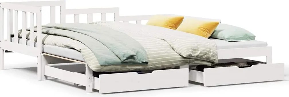Válenda s přistýlkou a zásuvkami bez matrace bílá 90x190 cm 3302224