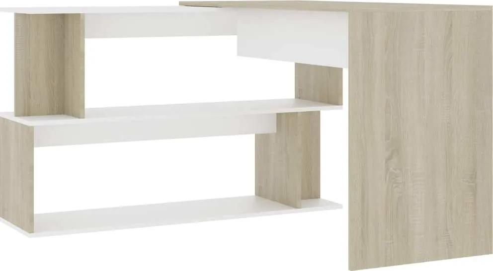 vidaXL Rohový psací stůl 200 x 50 x 76 cm dřevotříska [801103] Barva: bílá s vysokým leskem