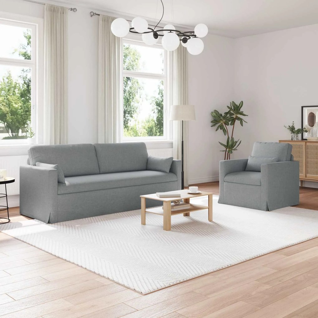 Set pohovek 2 ks Světle šedá textil 3407581
