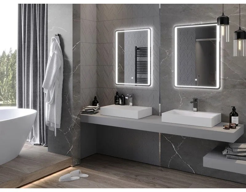 Mexen Zusa, LED koupelnové zrcadlo s podsvícením 60x80 cm, 6000K, ochrana proti zamlžování, 9808-060-080-611-00