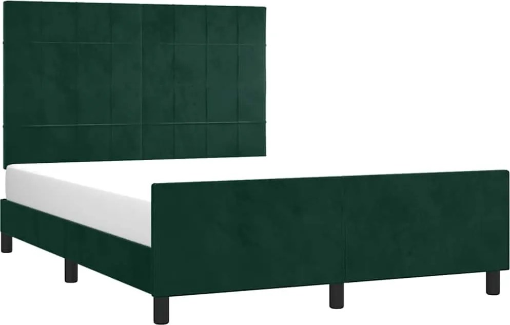 Rám postele bez matrace tmavě zelená 140 x 200 cm samet 3125760