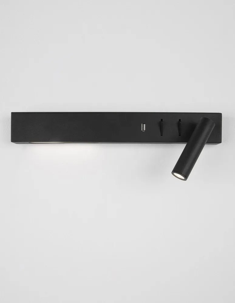 Matně černé kovové LED nástěnné svítidlo s ohybatelnou konstrukcí/s USB portem Vida – Nova Luce