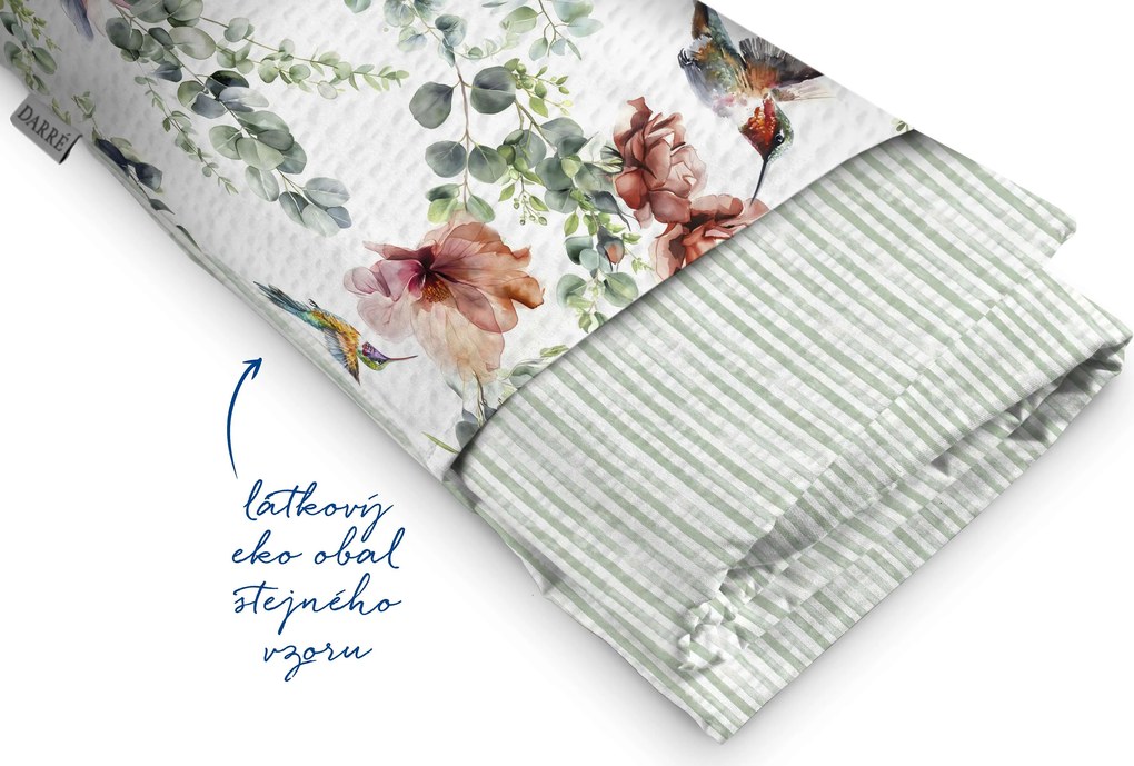 Krepové perkálové prodloužené povlečení Kolibřík - barevný 2 Velikost: 140 x 220 + 70 x 90