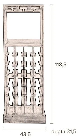 Hnědá vinotéka z jedlového dřeva počet lahví 28, 43,5x118,5 cm Claude – Dutchbone
