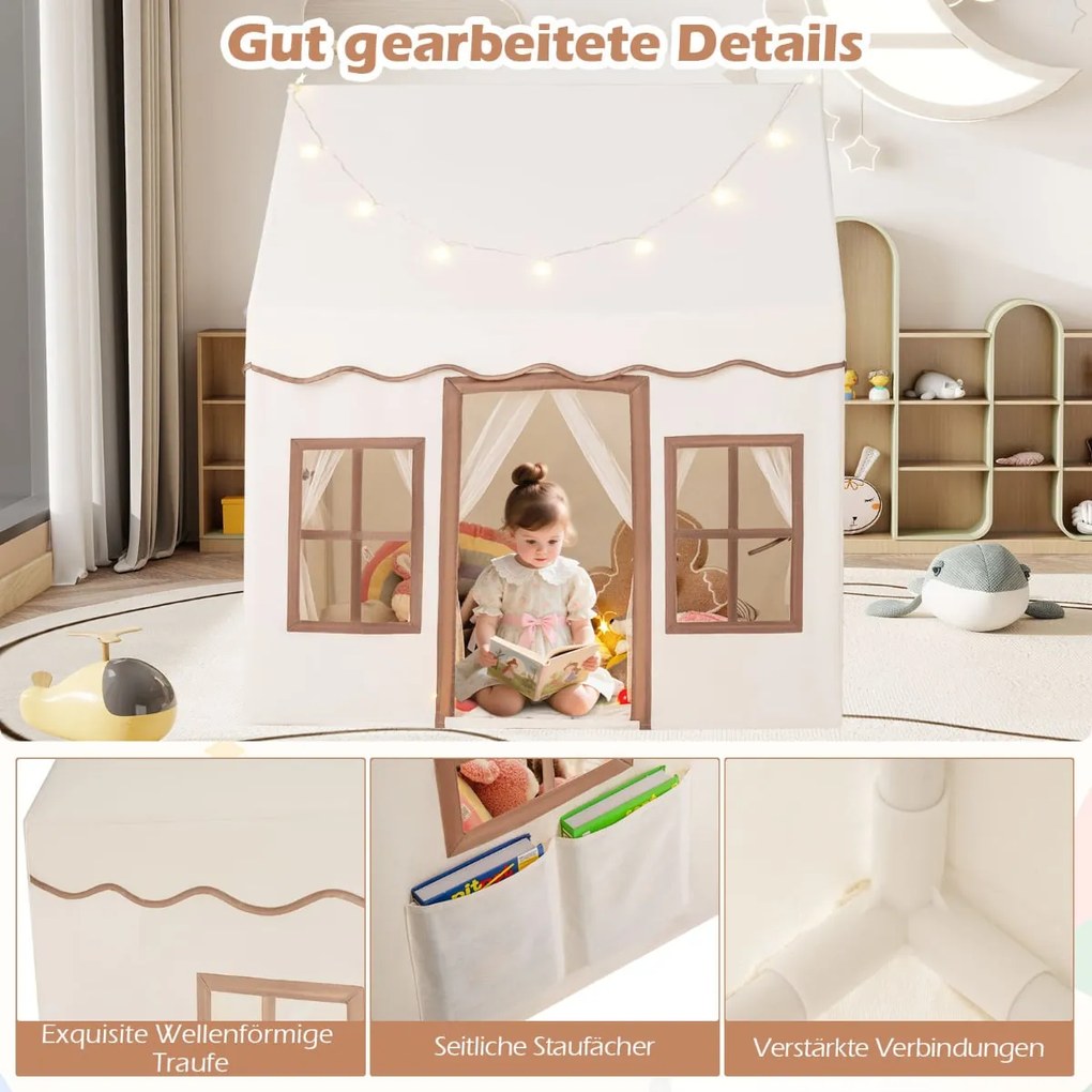 Costway Dětský stan Velký pro batolata s hvězdičkami světle – 121 × 101 × 137 cm