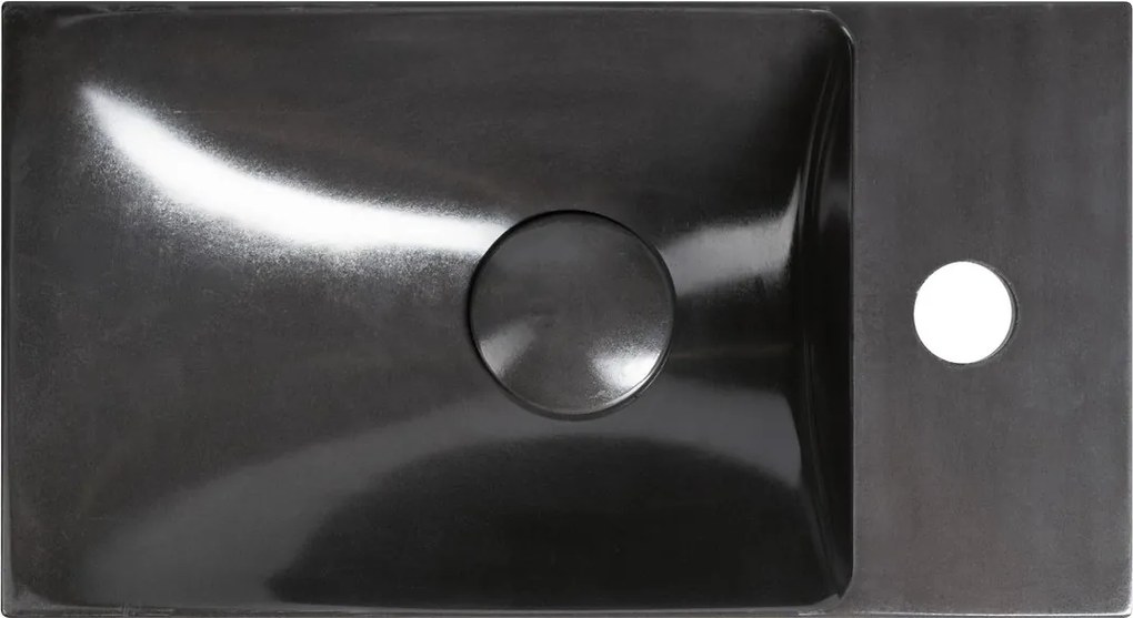Sapho Sapho, AGOS betonové umyvadlo 40x22cm, levé/pravé, antracit lesk, AS40016