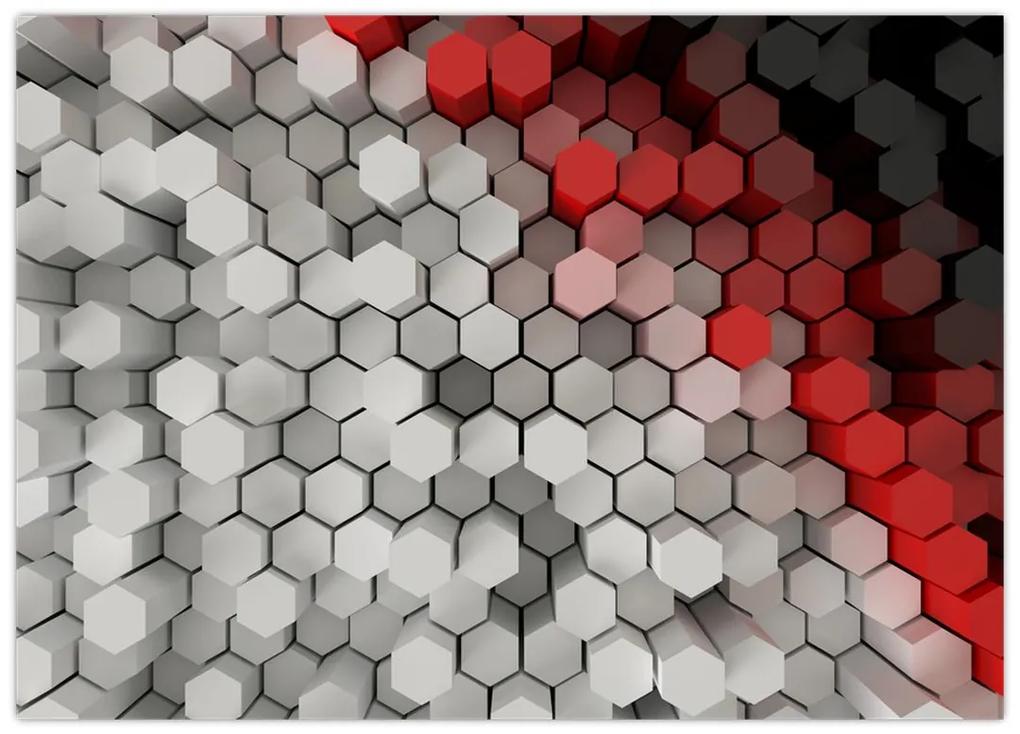 Skleněný obraz - 3D hexagony (70x50 cm)