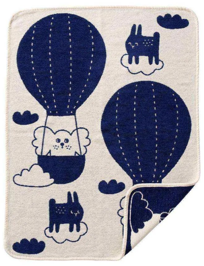 Bavlněná dětská deka chenille Balloon navy 70x90, Klippan Švédsko Námořnická modrá