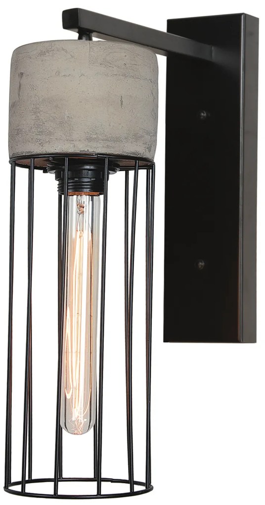 Zambelis 1661 nástěnná lampa, beton/matně černá, 1xE27, 41cm