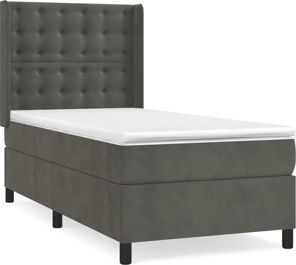 vidaXL Box spring postel s matrací 80 x 200 cm samet [3132886] Barva: Tmavě zelená