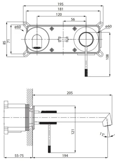 Cersanit S951-597 - Umyvadlová baterie pro podomítkovou instalaci ZEN černá