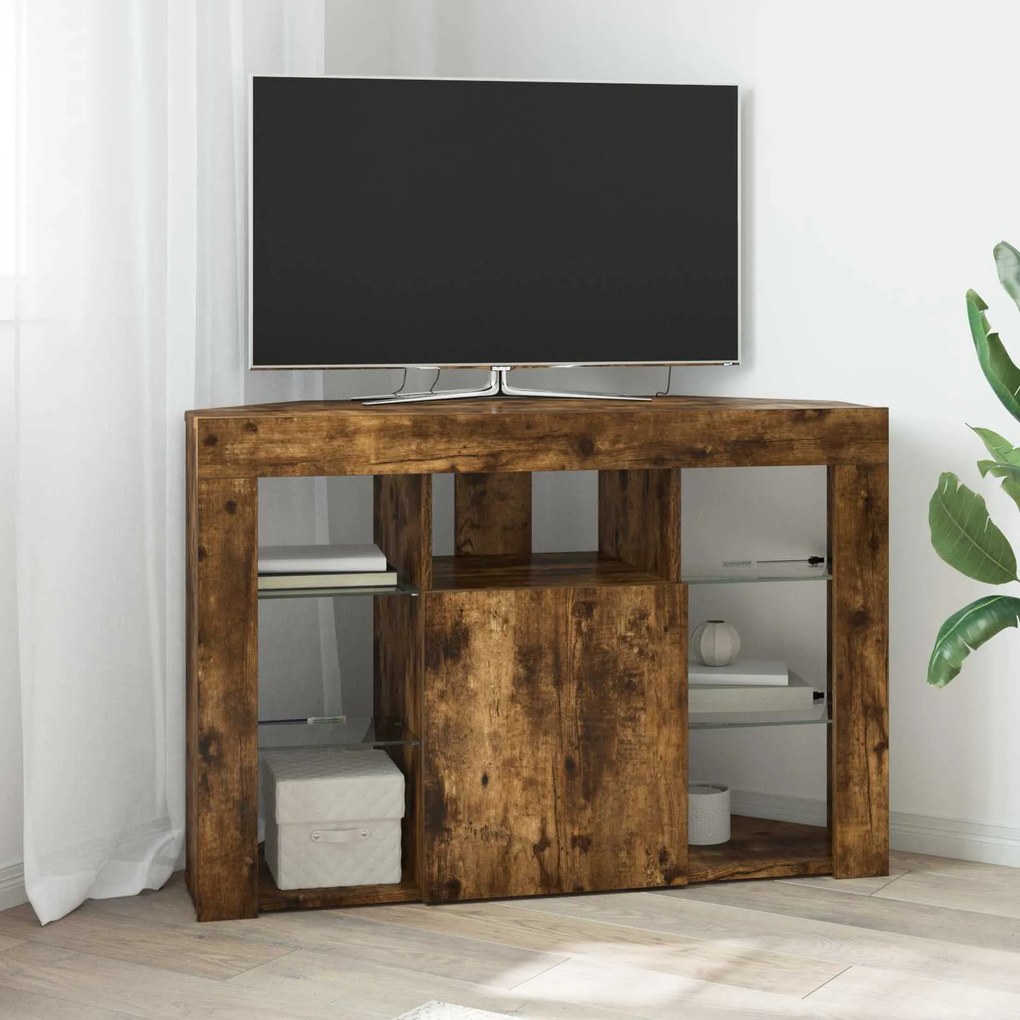 vidaXL Rohový LED TV stojan 100x40x68cm Kompozitní dřevo [889794] Barva: Bílá