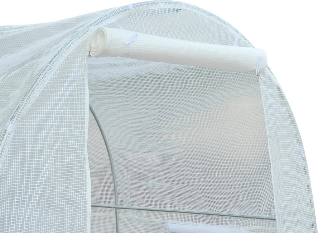 Zeleninový skleník Outsunny 245x200x200cm – fóliový skleník s dveřmi a oknem, poly tunel z pozinkované oceli, zahradní tunel, skleník včetně zakotvov…