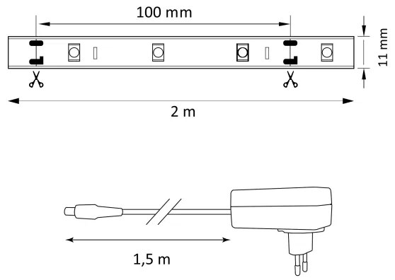LED RGB Stmívatelný pásek MAGIC 2 m LED/12W/230V + DO