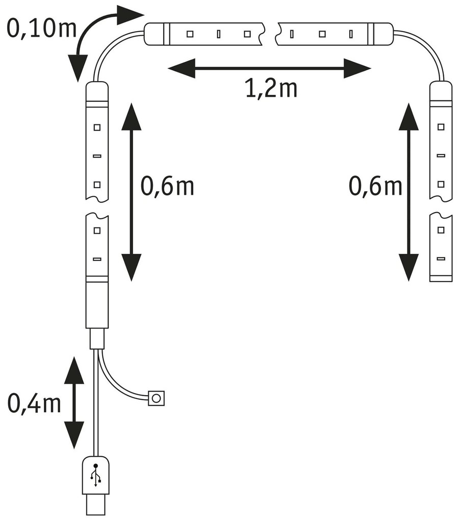 P 78881 EntertainLED USB LED Strip osvětlení TV 65 palců 2,4m 4W 60LEDs/m RGB+ - PAULMANN