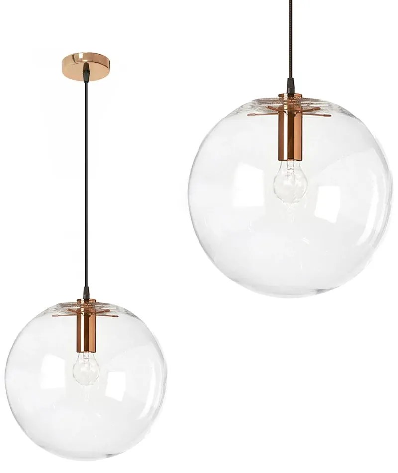 Toolight - Závěsné skleněné stropní svítidlo Lassi 30 cm 1xE27, růžové zlato, OSW-00132