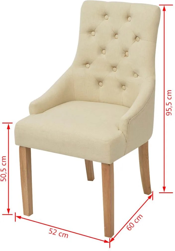 Jídelní židle 2 ks krémové textil 243637