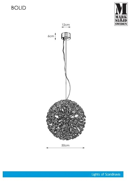 Markslöjd 108101 - Křišťálový lustr na lanku BOLID 9xG9/20W/230V